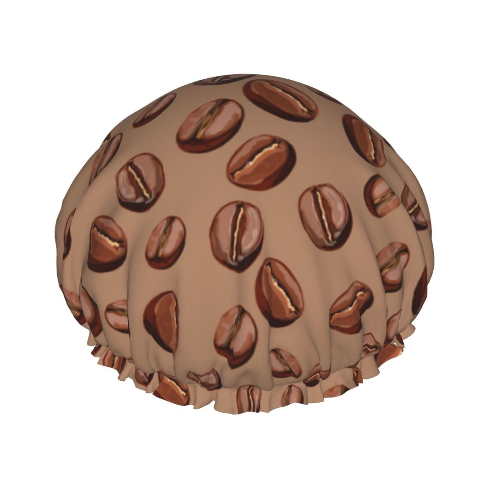 Brown Coffee Bean Print Shower Cap, Double Layers Shower Cap Rreusable ...