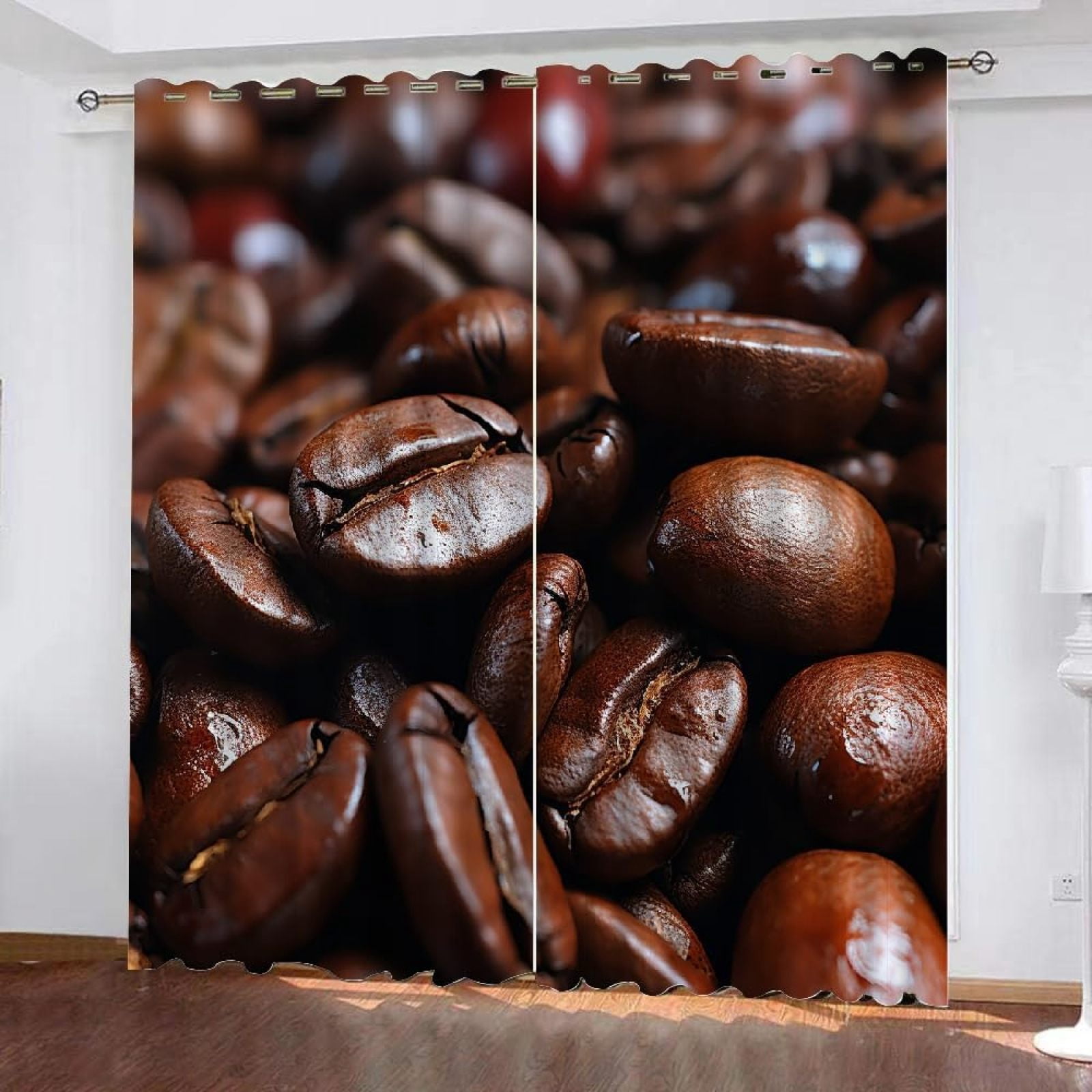 Brown Coffee Beans Blackout Curtains Farmhouse Coffee Lovers 3D Printed ...