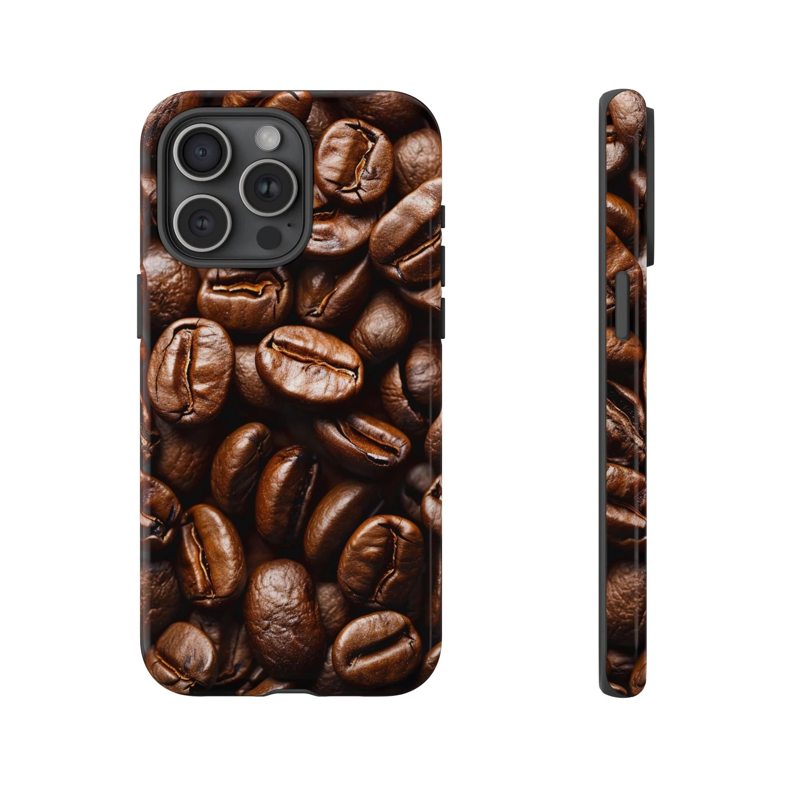 Brown Coffee Beans Pattern Artwork Phone Case for iPhone 11 to 17 ...