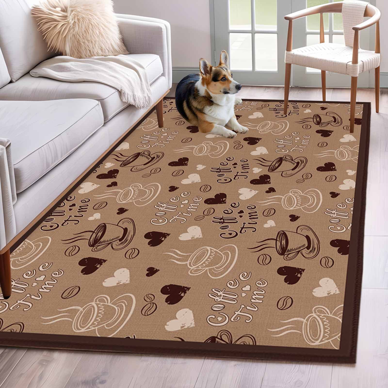 Brown Coffee Cup Area Rug 4x6 Washable Rug Non Slip Vintage Coffee ...