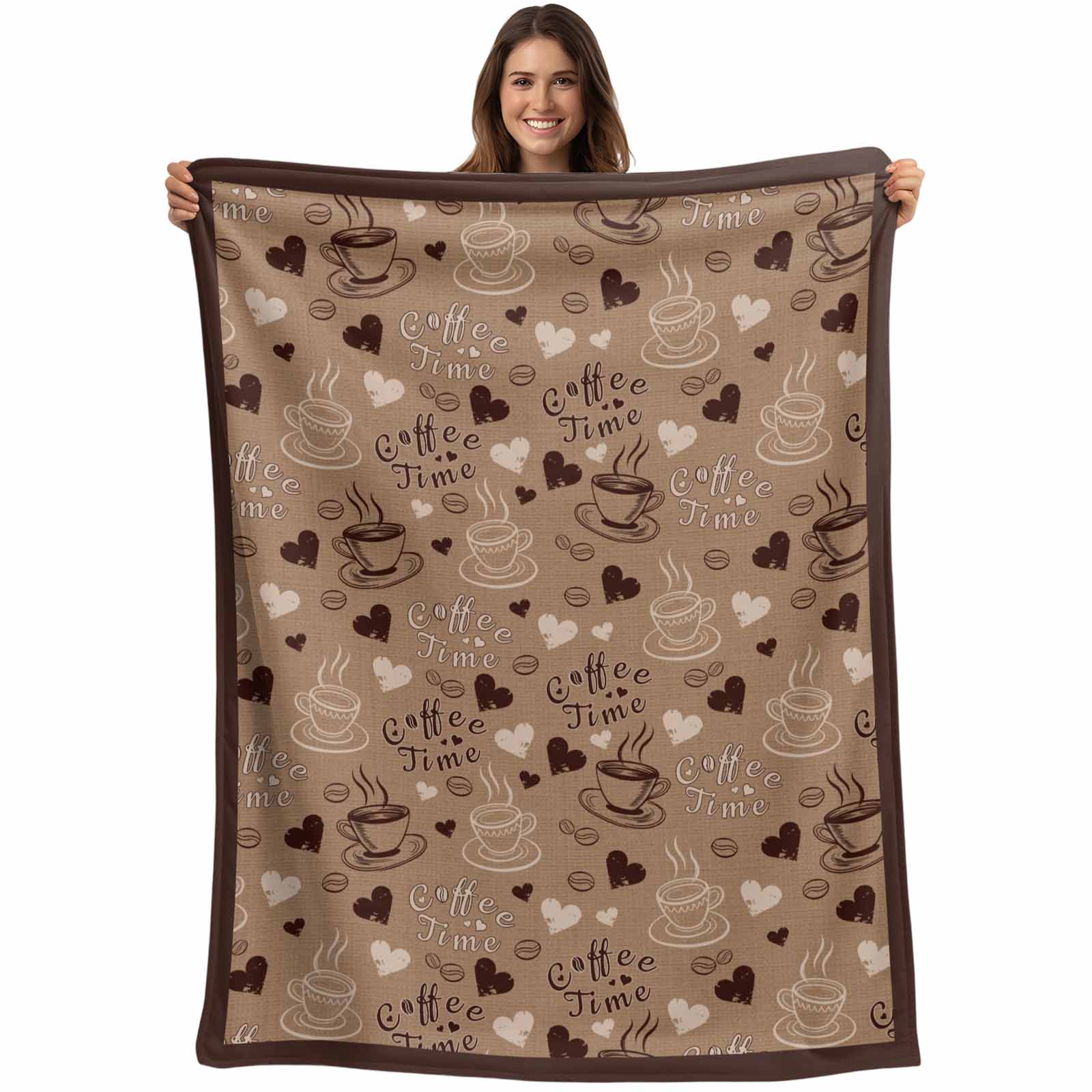 Brown Coffee Cup Blanket Soft Cozy Warm Throw Blanket for Couch, Plush ...