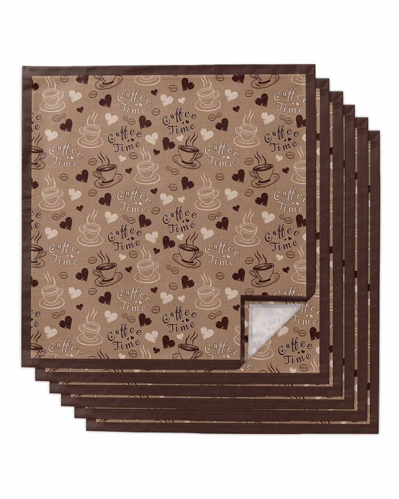 Brown Coffee Cup Cloth Napkins Set of 6 Reusable Dinner Napkins ...