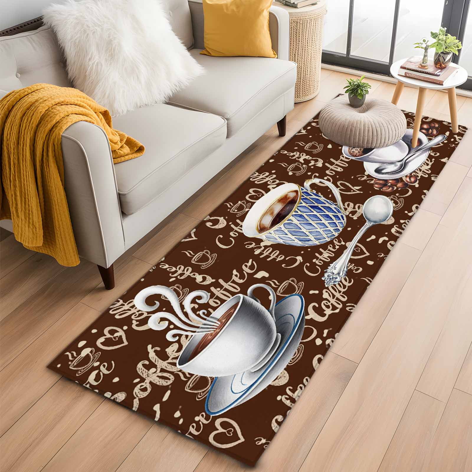 Brown Coffee Farmhouse Kitchen Runner Rug 2x6 Washable Runners for ...