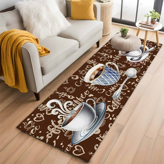 Brown Coffee Farmhouse Kitchen Runner Rug 2x6 Washable Runners for ...