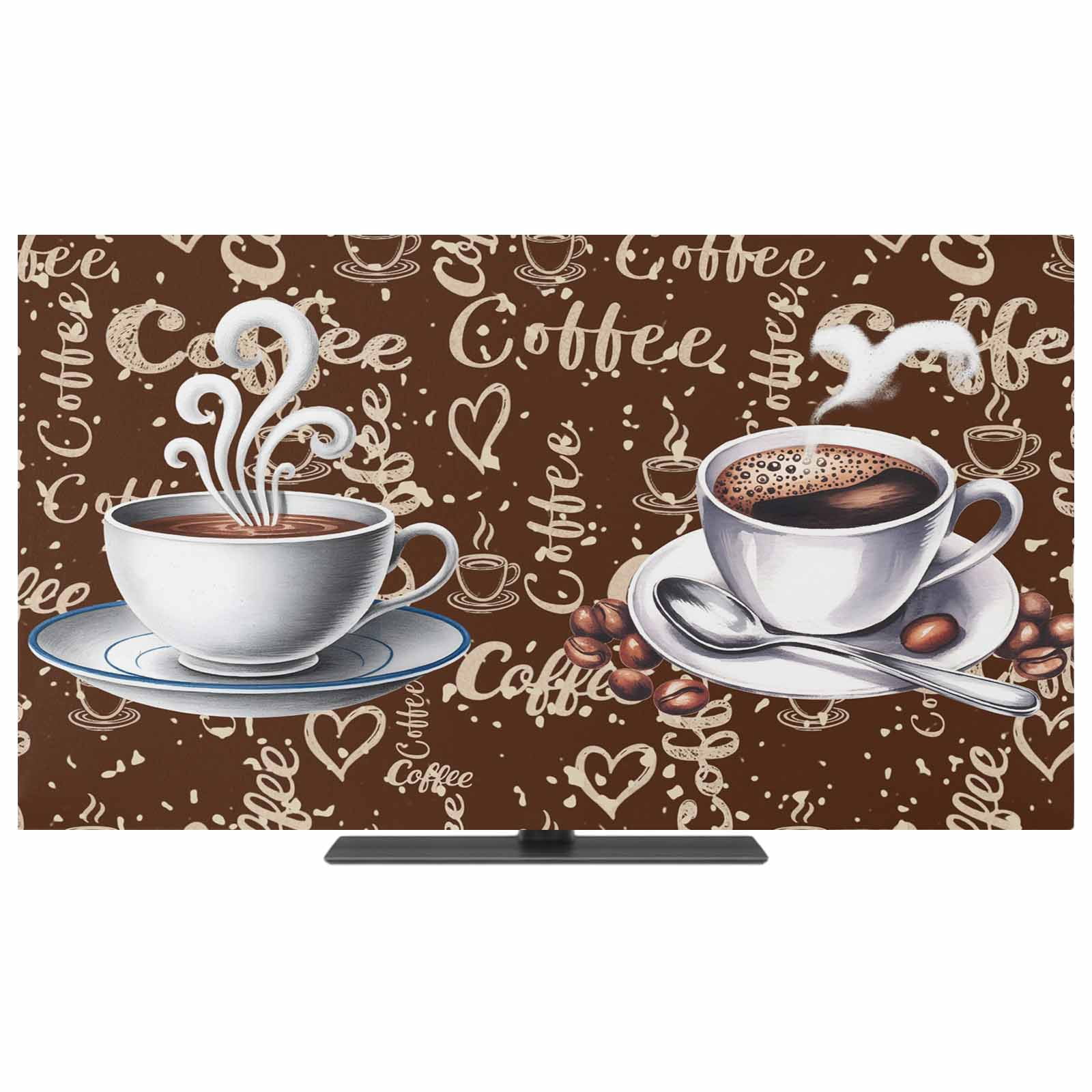 Brown Coffee Farmhouse TV Dust Cover,Stretchable TV Screen Desktop ...