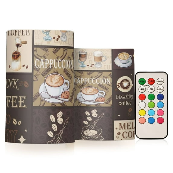 Brown Coffee Flickering Flameless Candles Battery Operated with Remote ...