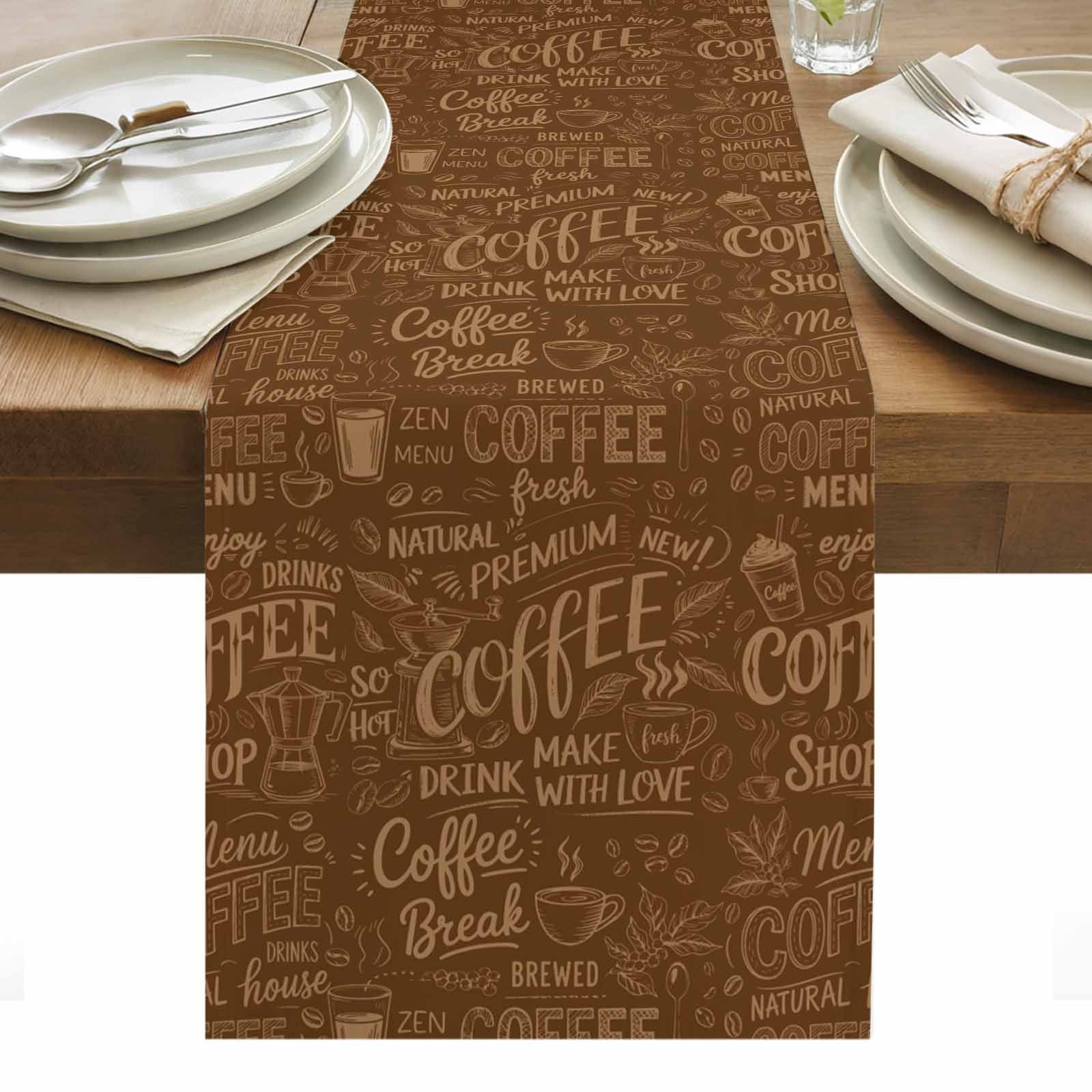 Brown Coffee Table Runner - 90 Inch Long, Kitchen Dining Table Runner ...