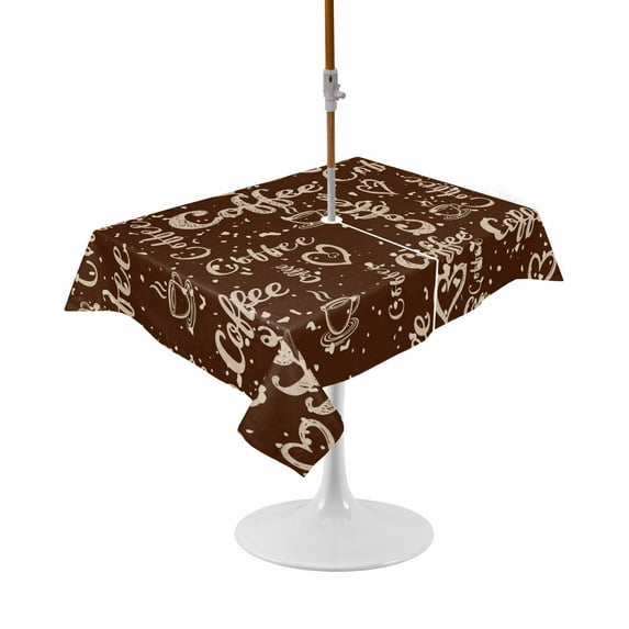 Brown Coffee Vintage Rectangle Outdoor Tablecloth, Waterproof Table ...