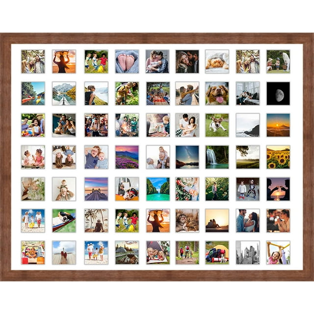 Brown Collage Frame With Mat - 31x40 Frame For (63) 4" x 4" Photos ...