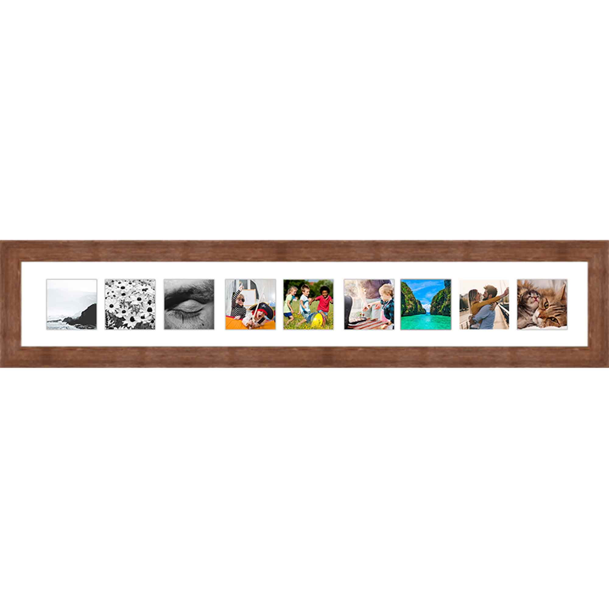 Brown Collage Frame With Mat - 6x40 Frame For Nine 4" x 4" Photos ...