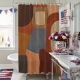 Brown Color Block Vintage Shower Curtain for Bathroom, Terracotta ...