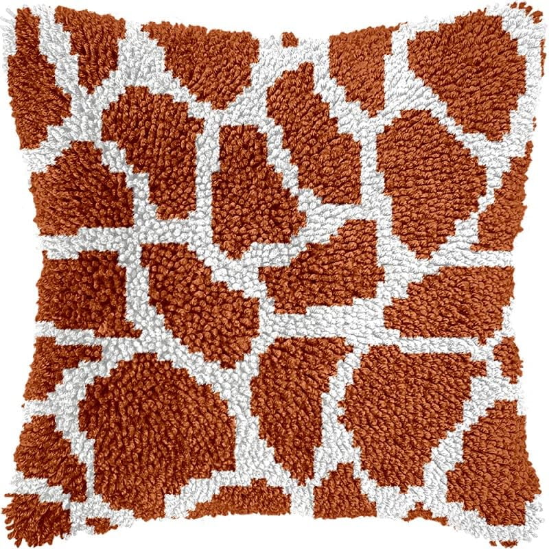Brown Color Texture Latch Hook Pillow Kits Pillow Cover with Pattern ...