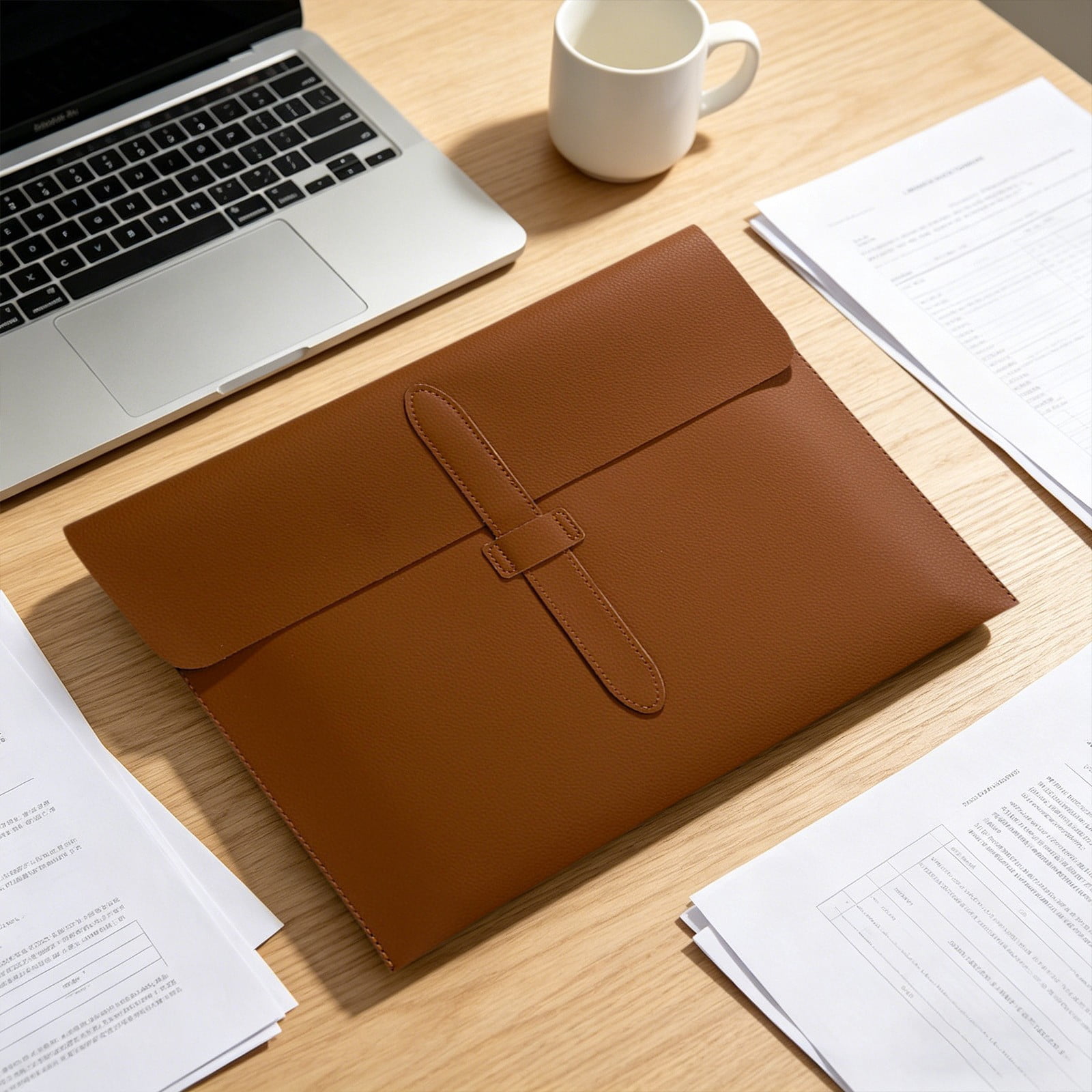 Brown Color Thickened Leather Folder - Waterproof Business Briefcase ...