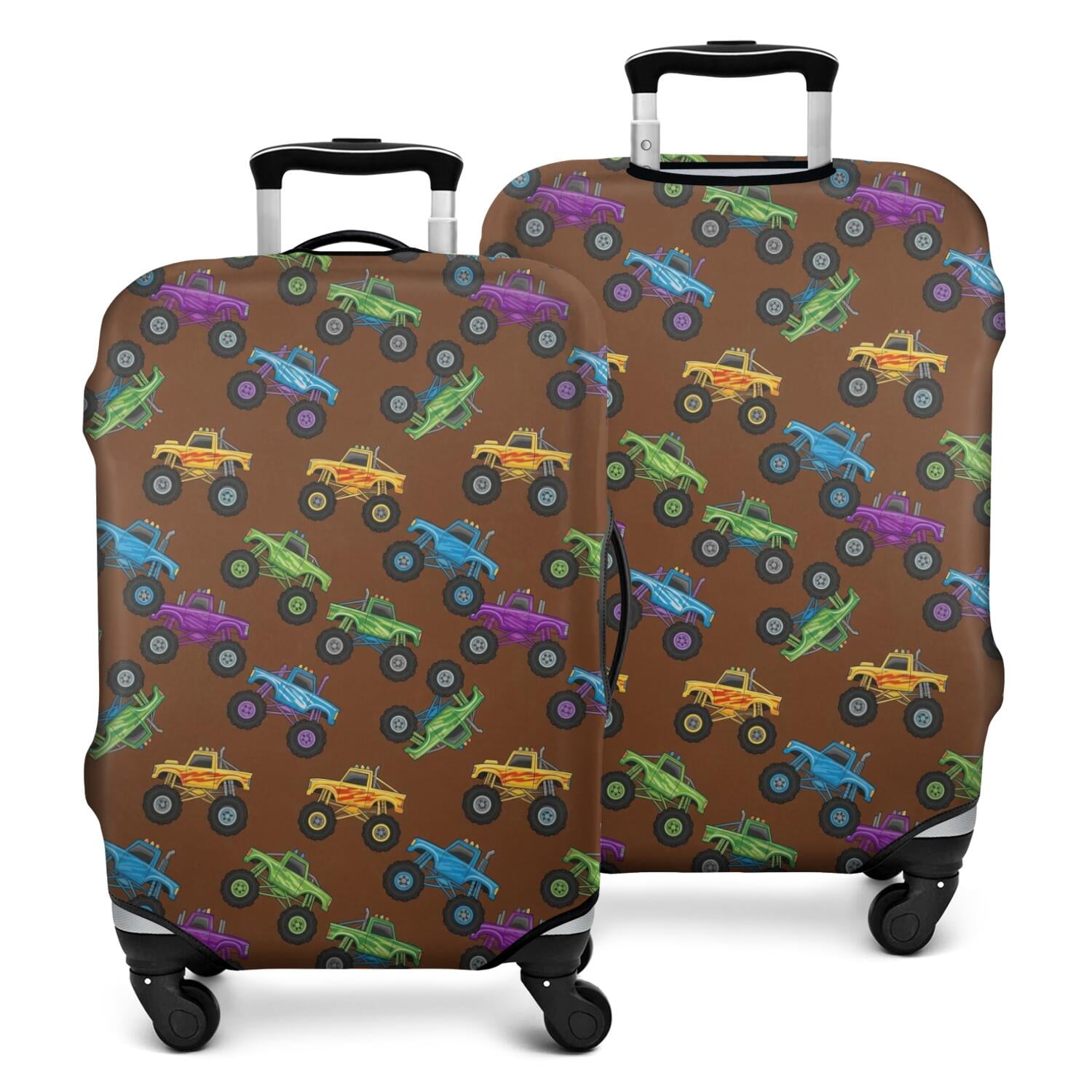 Brown Colorful Monster Cartoon Trucks Pattern Luggage Cover Fashion ...