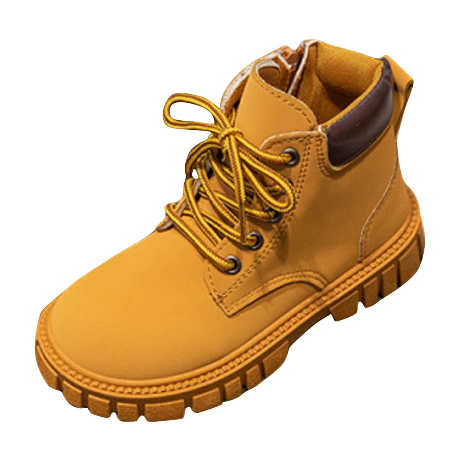 Brown Comfortable Short Leather Boots For Girls British Style Solid ...