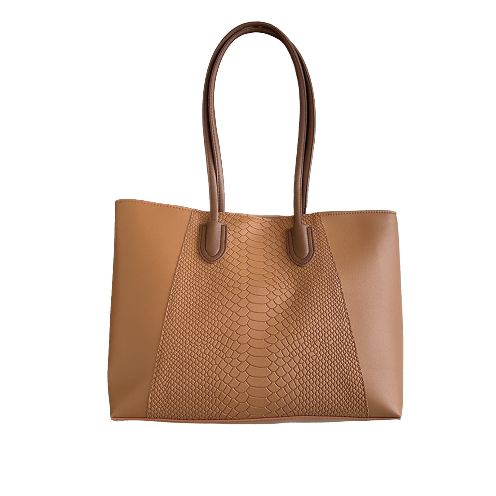 Brown Commuter Tote Bag With Pu Leather And Zippered Pocket, Sturdy ...