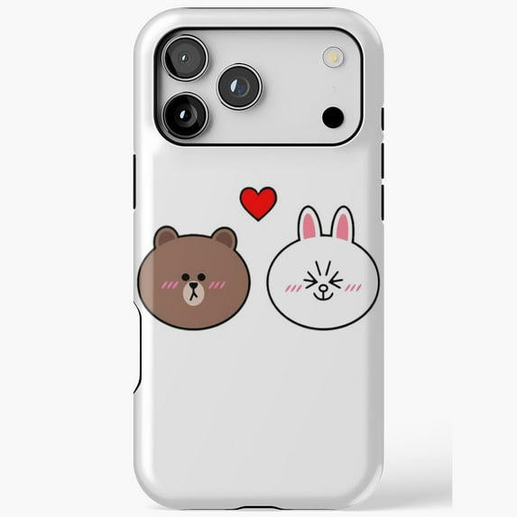 Brown Cony Rabbit Love Illustration Phone Case Cover Compatible for iPhone 11-17 Pro Max ...