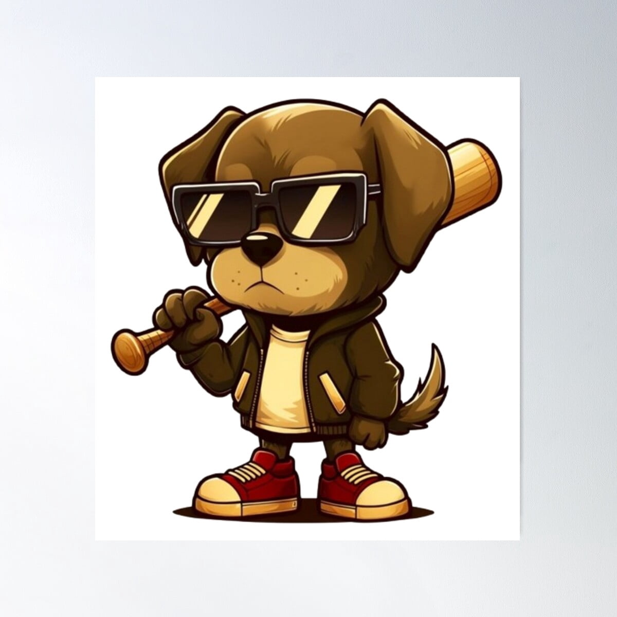 Brown Cool Dog with Baseball Bat Poster, 24x36 UNFRAMED - Walmart.com