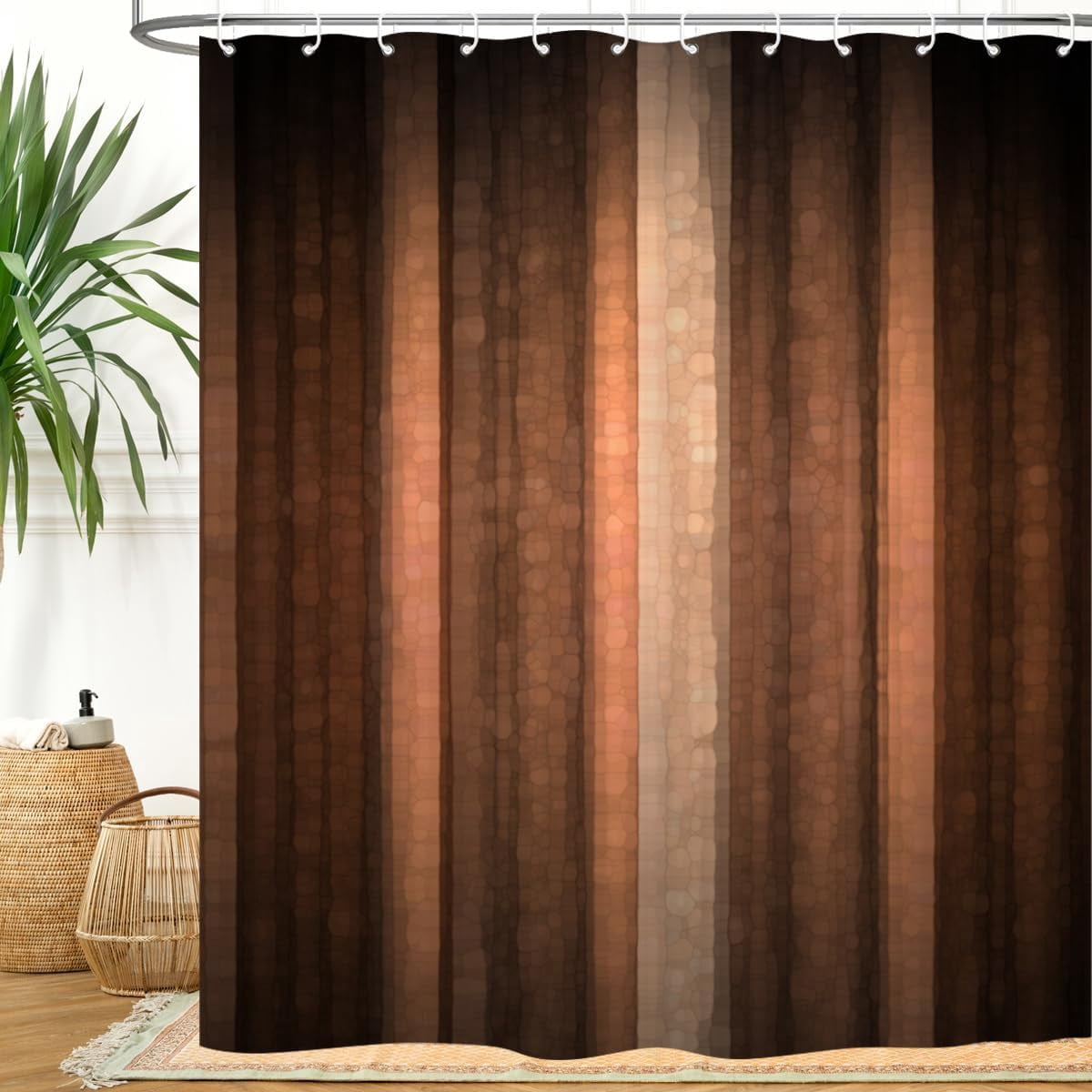 Brown Copper Shower Curtain Bronze Rust Striped Earth Tone Pale for ...