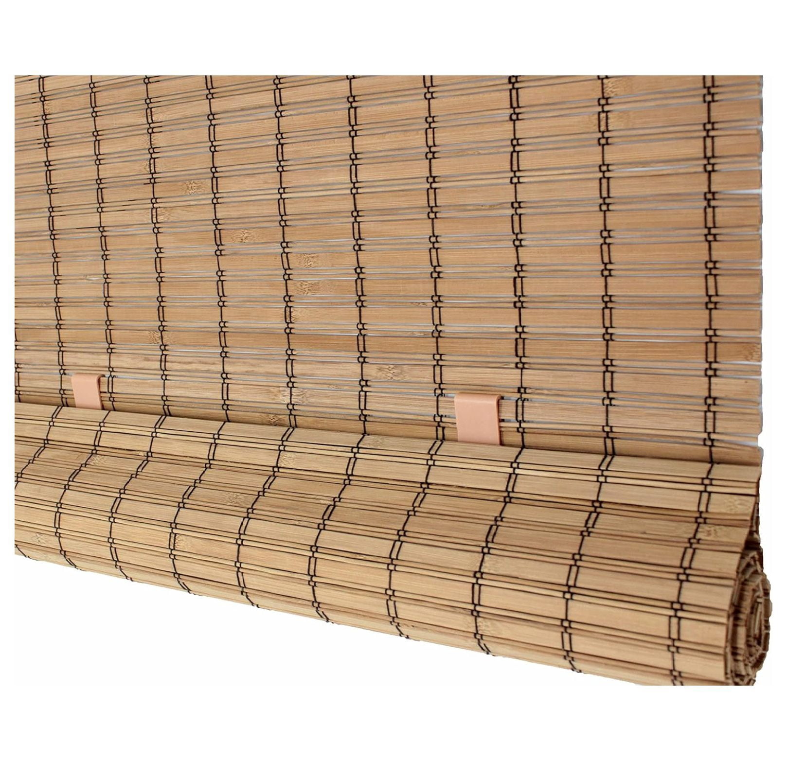 Brown Cordless Bamboo Slat Roll Up Blind - 60-Inch Wide by 72-Inch Long ...