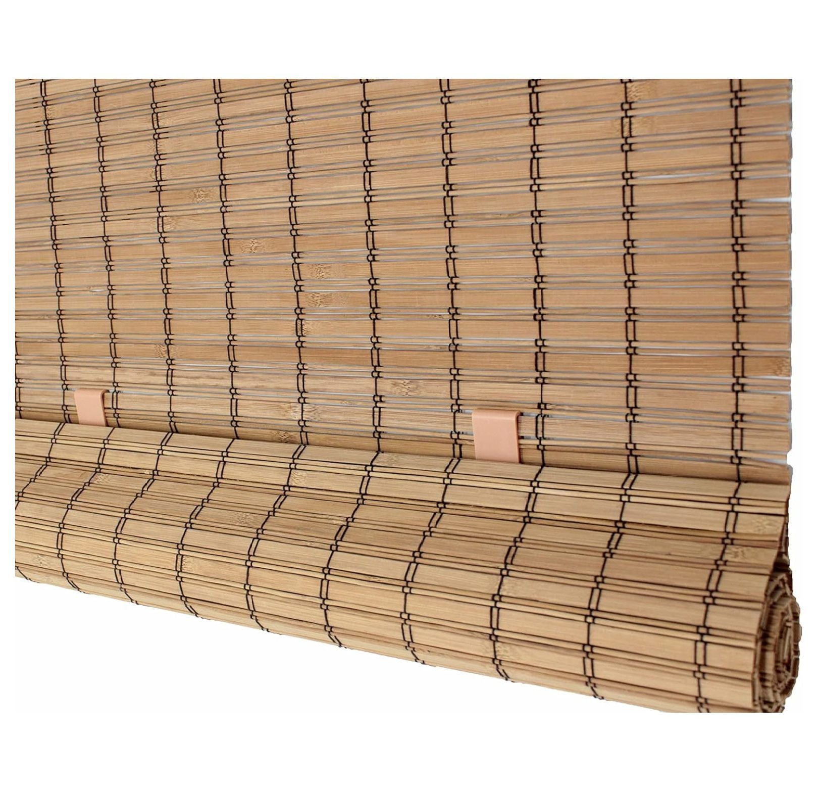 Brown Cordless Bamboo Slat Roll Up Blind - 95-Inch Wide by 72-Inch Long ...