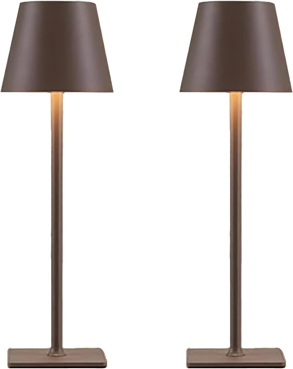 Brown Cordless Table Lamps Set of 2,Vintage Rechargeable Lamp for ...