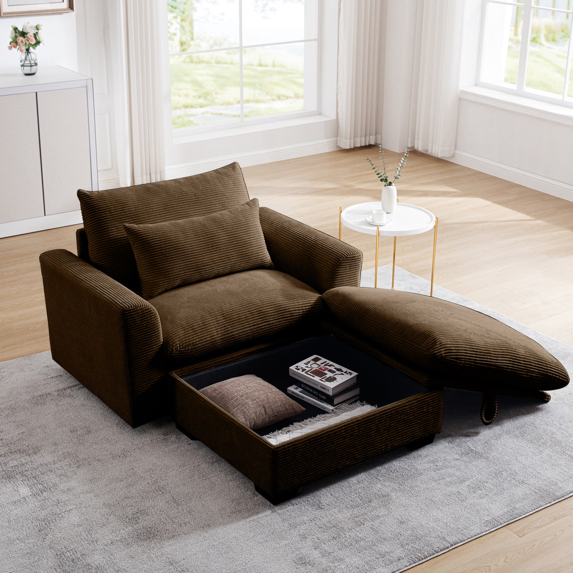 Brown Corduroy With Stylish Design For Modern Homes Ergonomic Couch A ...