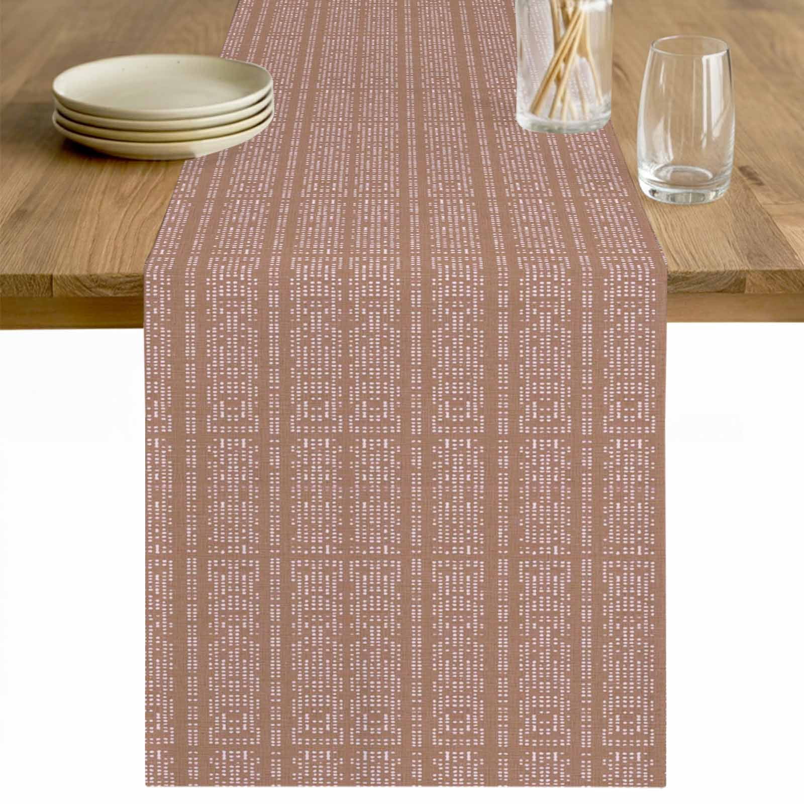 Brown Cotton Linen Rectangle Table Runners 13"x60", Modern Geometric ...