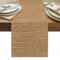 Brown Cotton Linen Table Runner White Dots and Lines Fiber Abstract Art ...