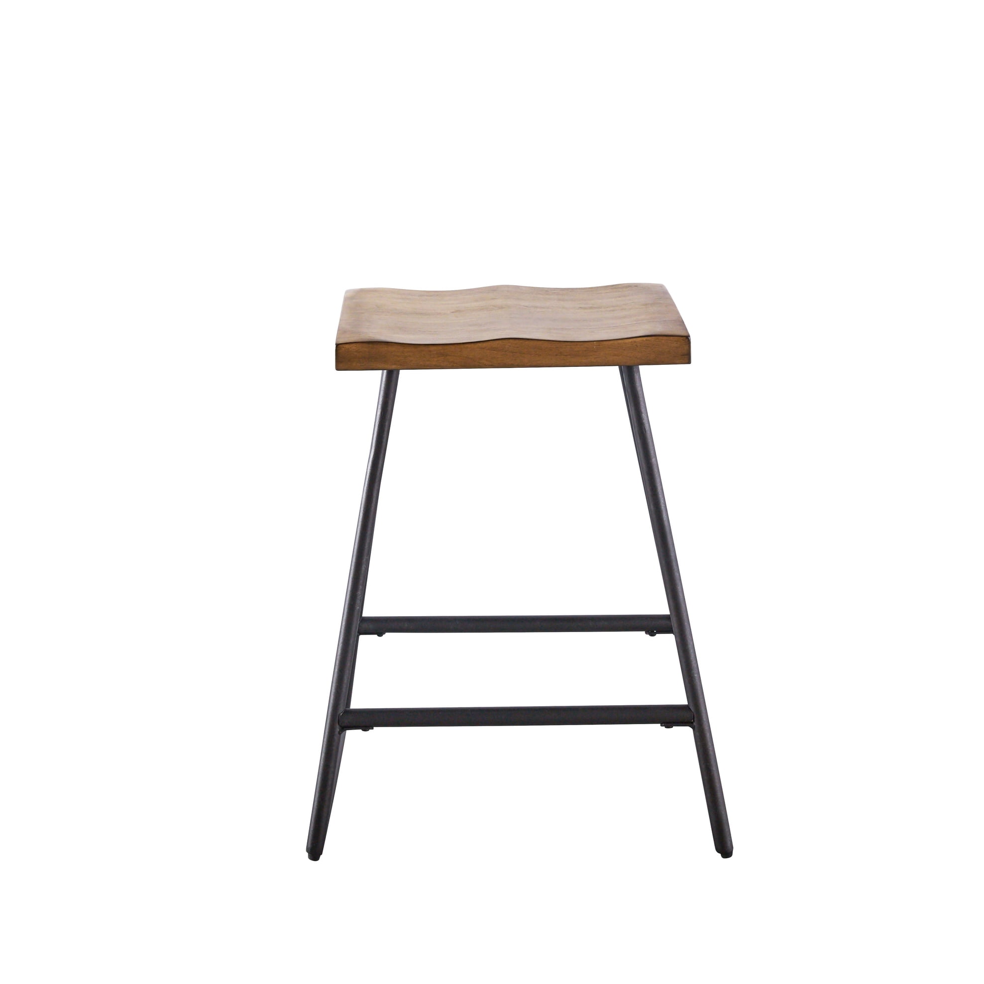 Brown Counter Stools (2) - Birch Veneer And Iron Sled Base With Canted ...