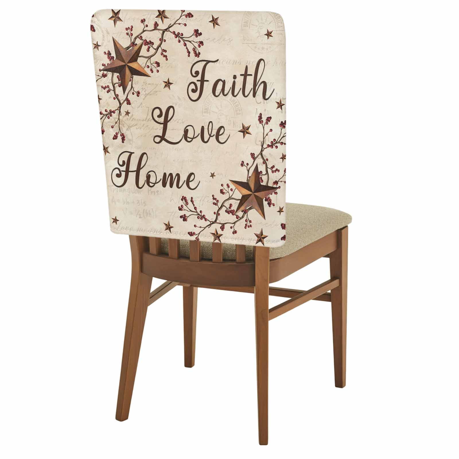 Brown Country Stars Chair Back Covers Set of 1, Retro Faith Love Home ...