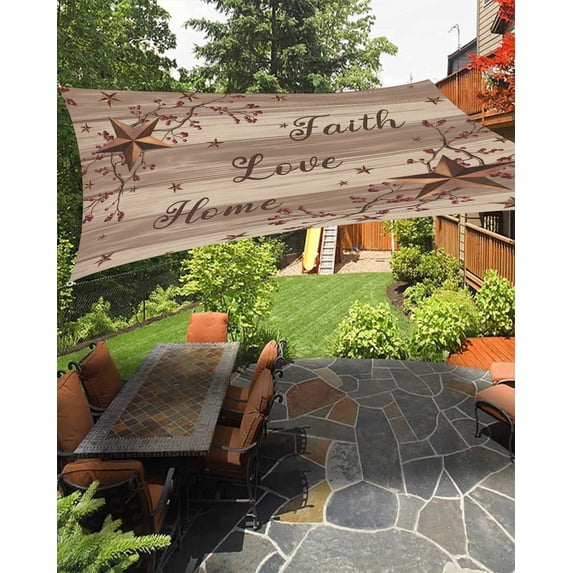 Brown Country Stars Sun Shade Sail 14'X18' Retro Faith Love Home ...