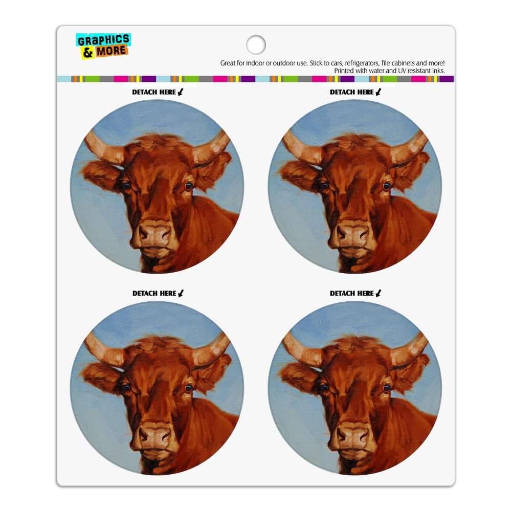 Brown Cow Cattle Horns Refrigerator Fridge Locker Vinyl Circle Magnet ...