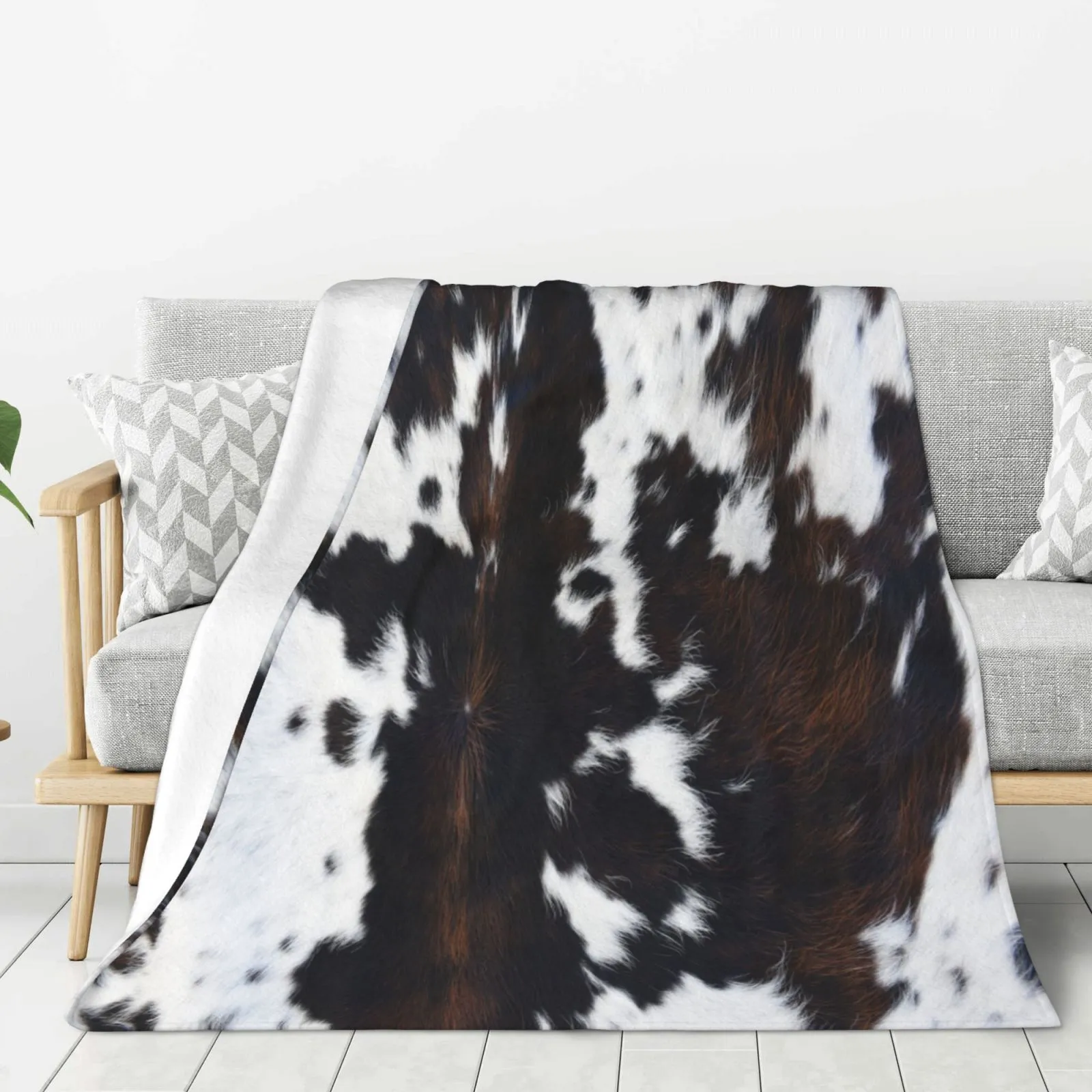 Brown Cow Fur Print Blanket Soft Cow Skin Print Throw Blankets Fleece ...