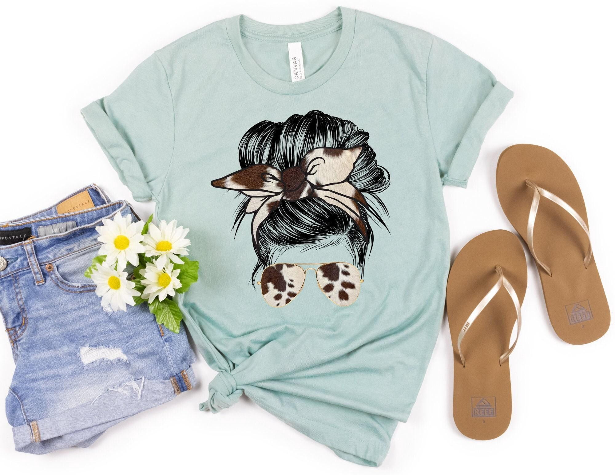 Brown Cow Hide Shirt Country Farm Girl Tee - Walmart.com