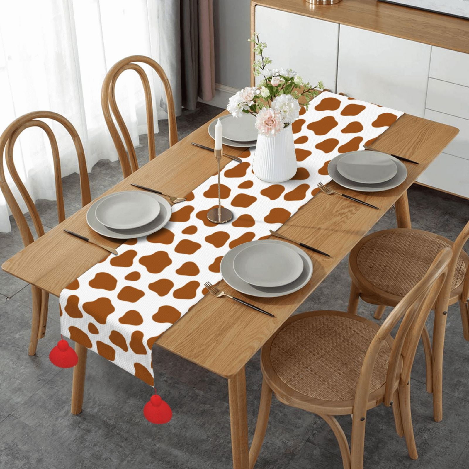 Brown Cow Print Boho Table Runner Table Party Home Dining Table Décor ...