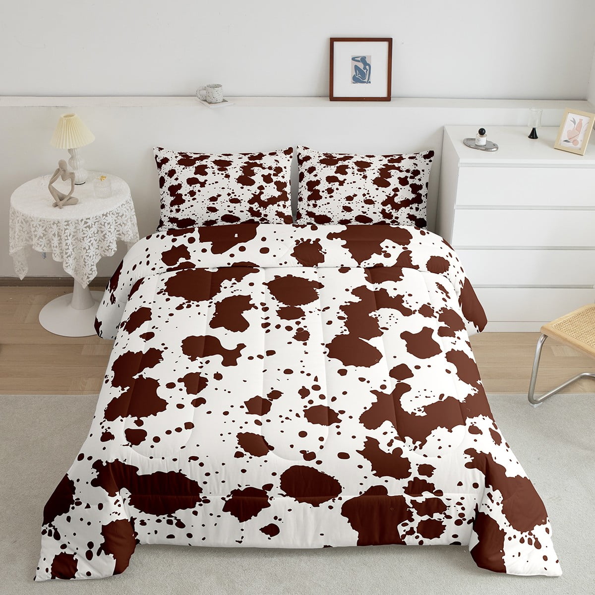 Brown Cow Print King Bedding Sets Farmhouse Animal Comforter Set King ...