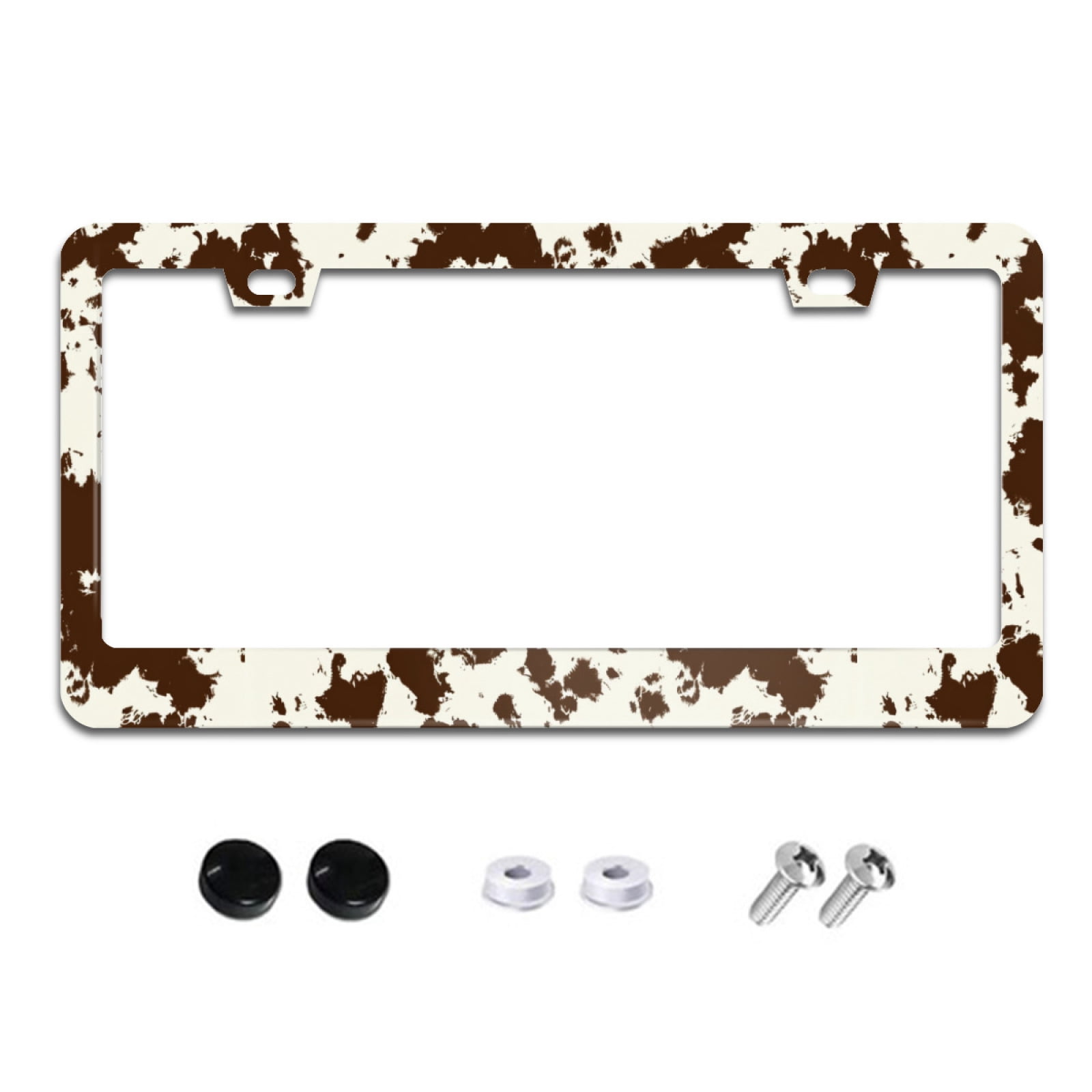 Brown Cow Print License Plate Frames for Women Men Car Plate Holder ...