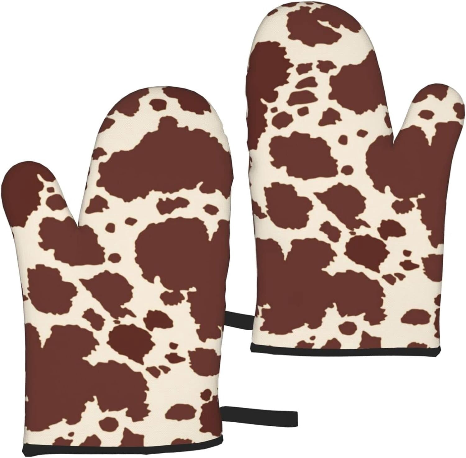 Brown Cow Print Oven Mitts Sets of 2 Heat Insulation Non-Slip Gloves ...