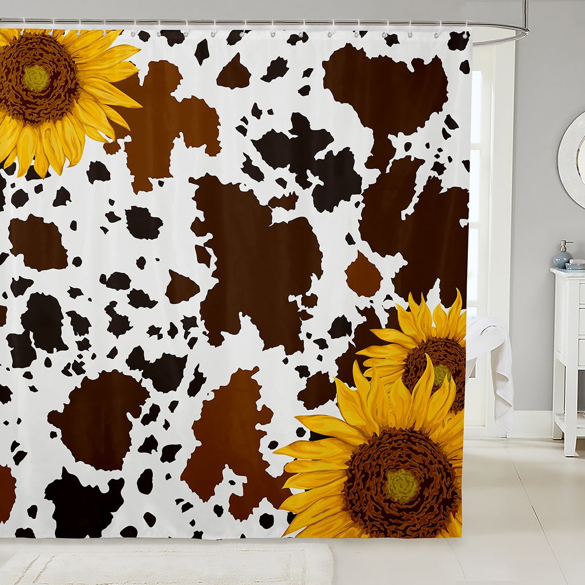 Brown Cow Print Shower Curtain Sets,Cattle Milk Cow Highland Cowhide ...