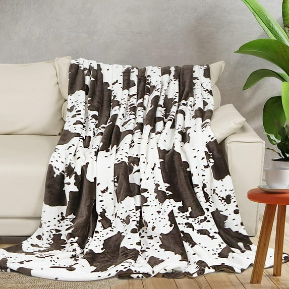 Brown Cow Print Throw Blanket, Soft Flannel Cozy Cow Blankets for ...
