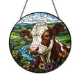 Brown Cow Stained Glass Style Ornament Window Hanging, Farm Animal ...