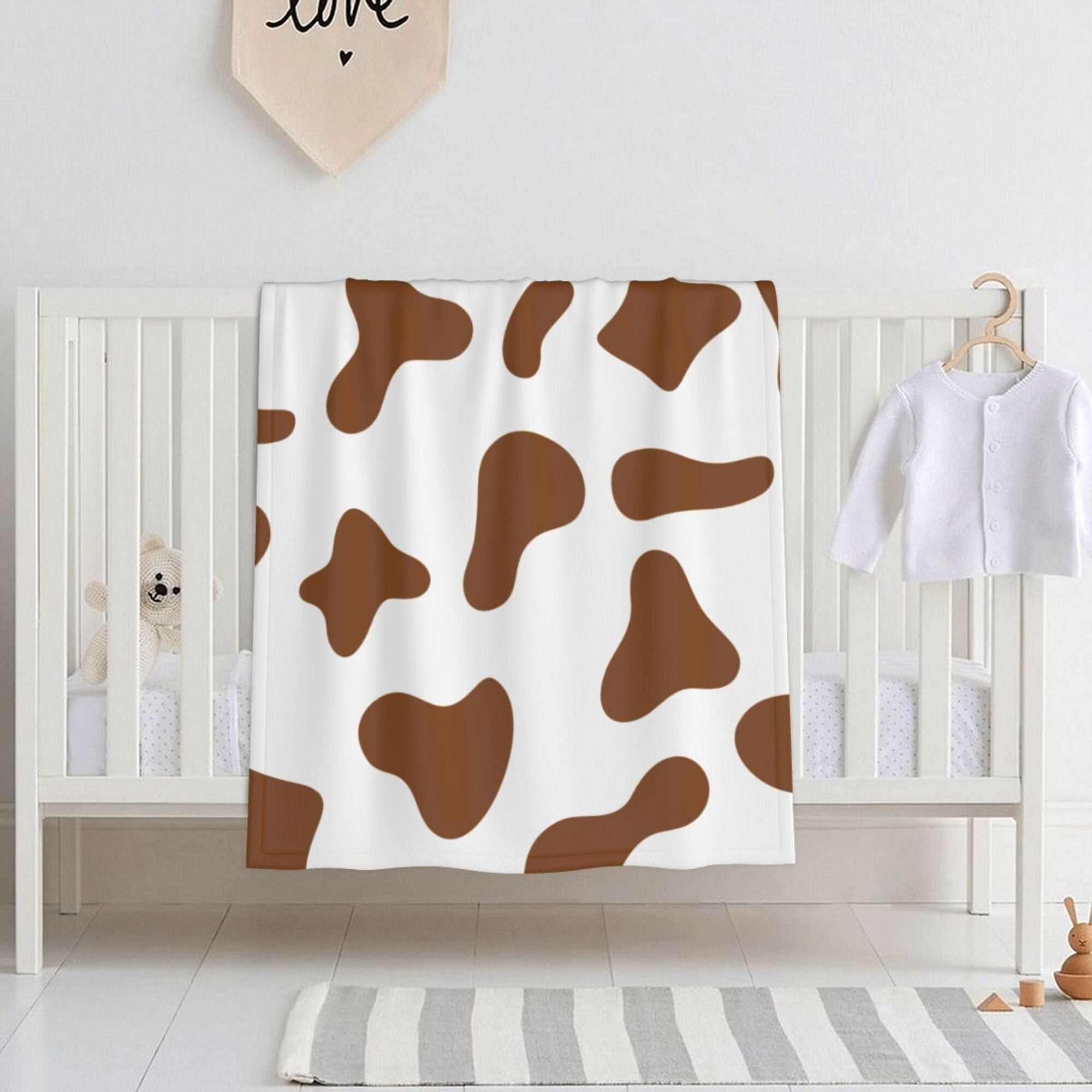 Brown Cow Texture Pattern Baby Blanket, Warm and Breathable, Soft and ...