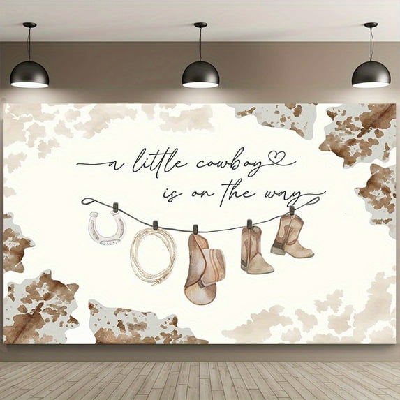 Brown Cowboy Baby Shower Backdrop A Little Cowboy is on the Way ...