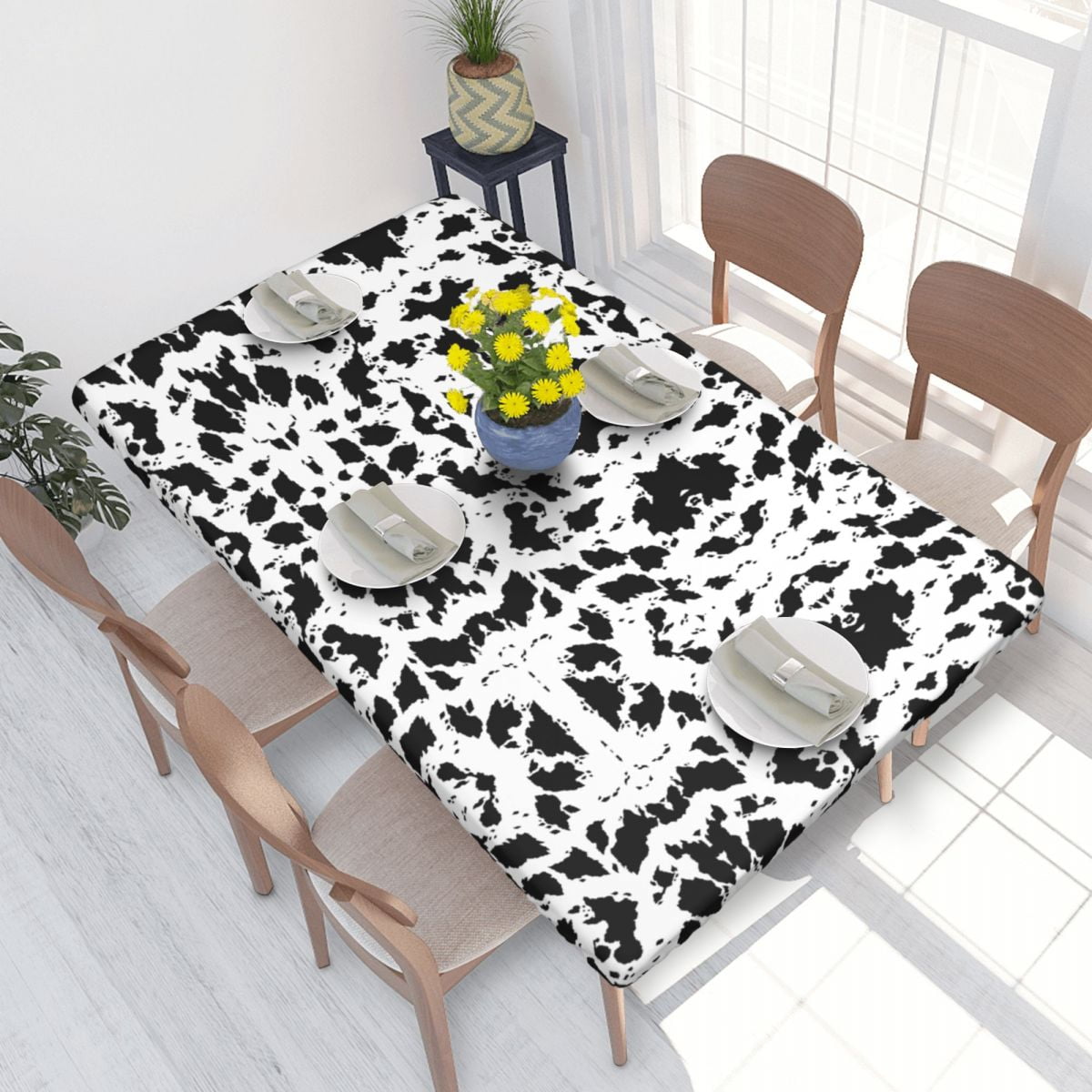 Brown Cowhide Leather Tablecloth Rectangular Waterproof Animal Fur ...