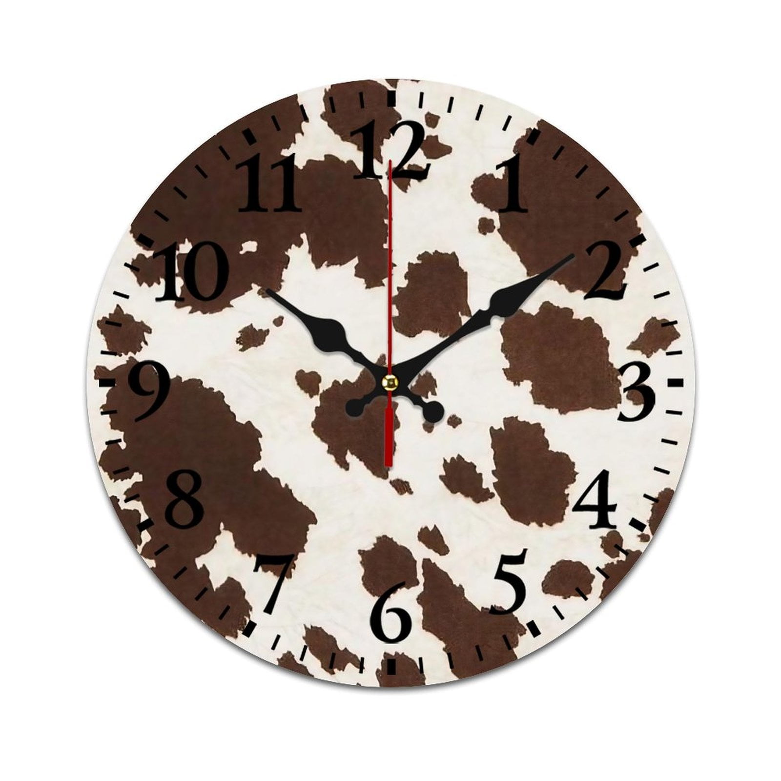 Brown Cowhide Leather Wall Clock Modern Design Clocks Wall Hanging Home ...