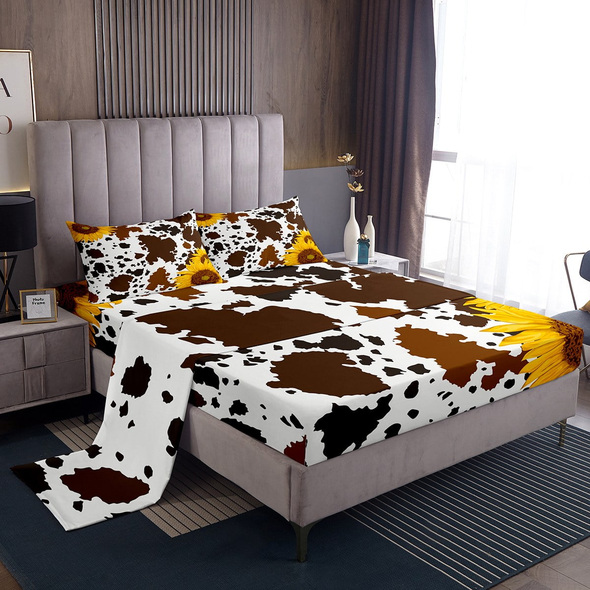 Brown Cowhide Sheet Set,Cattle Highland Milk Cow Print Sheets,Farmhouse ...