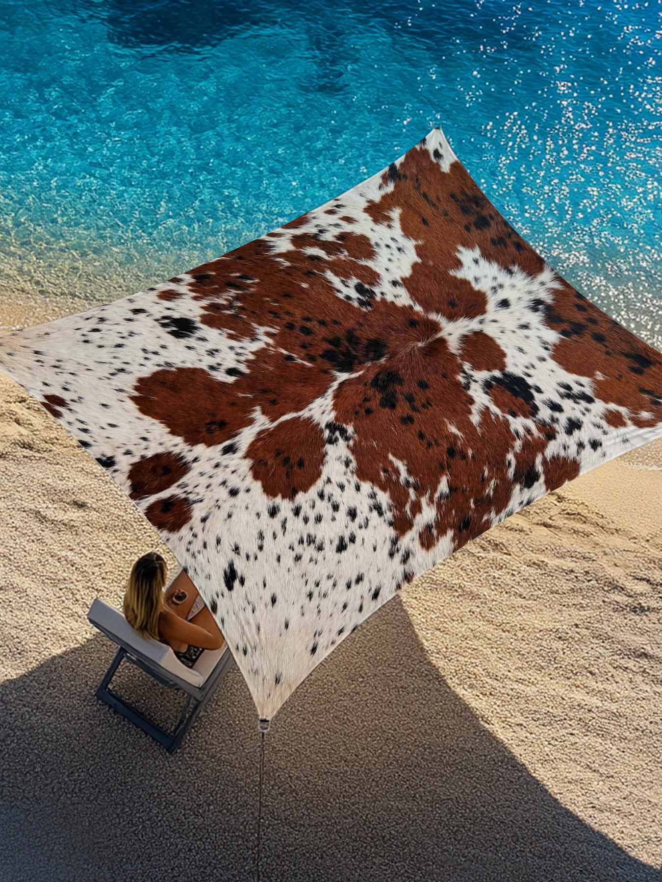 Brown Cowhide Texture Sun Shade Sail 14' x 18', Country Farm Animal ...
