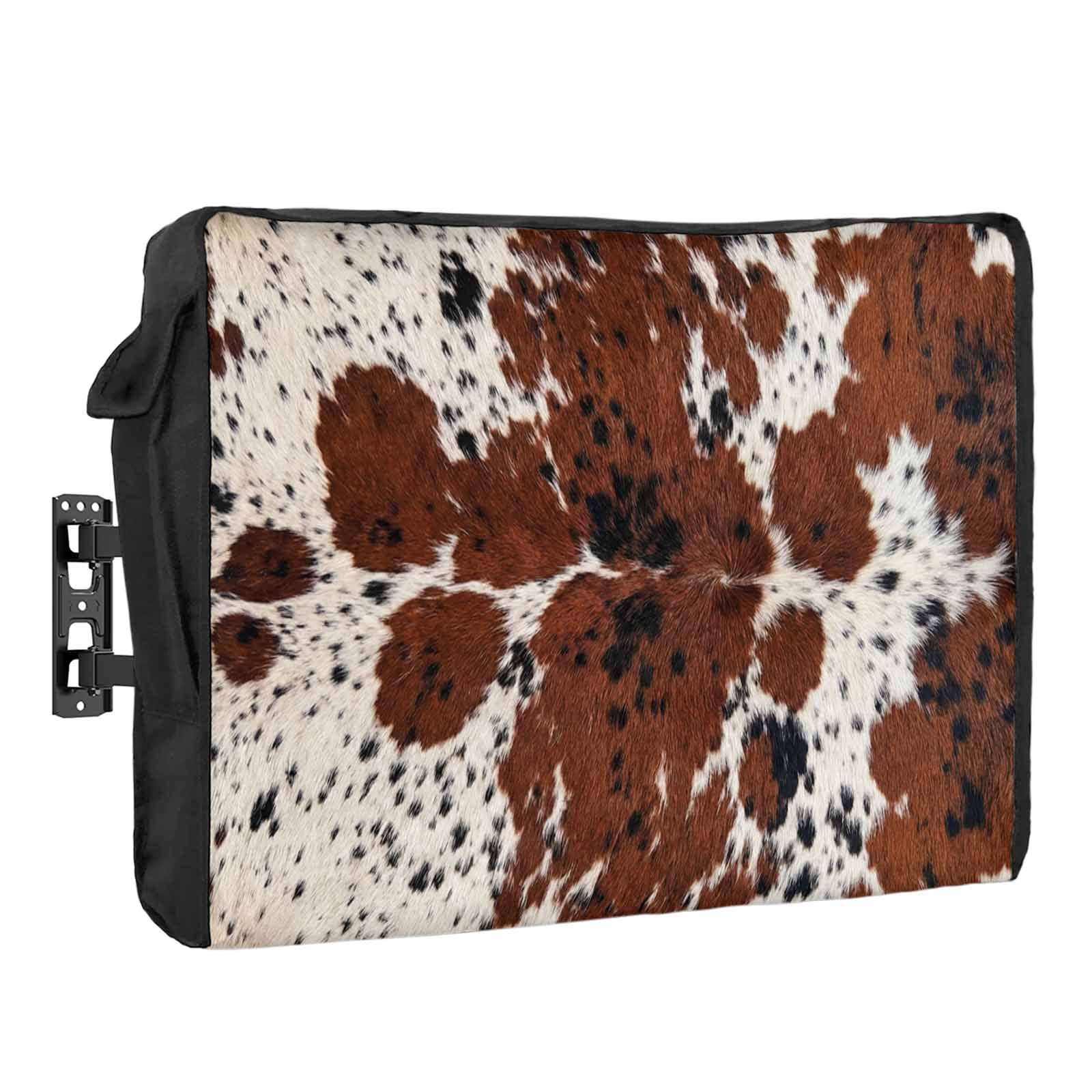 Brown Cowhide Texture Waterproof Outdoor TV Cover, Country Farm Animal ...