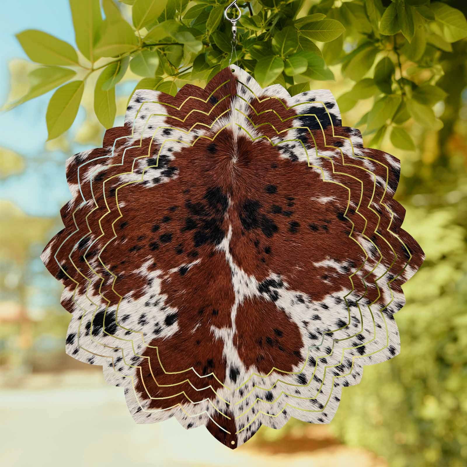 Brown Cowhide Texture Wind Spinner for Garden Yard 10In, Country Farm ...